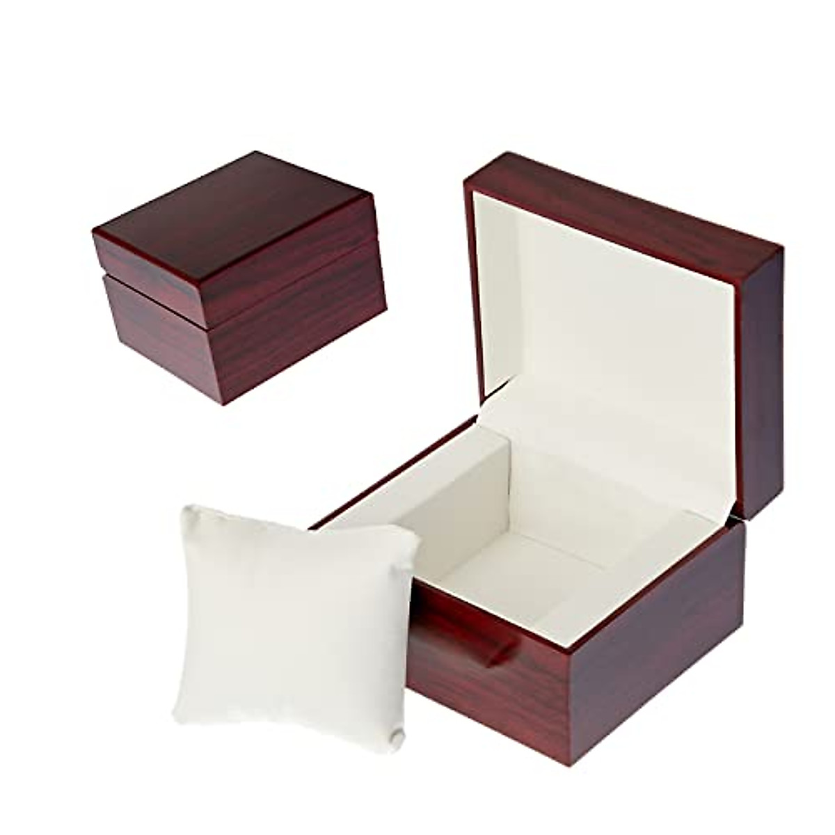 LETURE Wooden Single Watch Cases for Men Women, Wood Wrist Watch Bangle Gift Box with Pillow