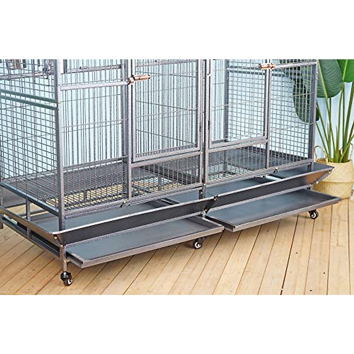 Double Cage with Center Divider for Bird Parrot Aviary W64xd32xh73