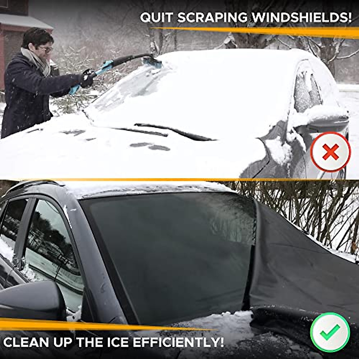 EcoNour Car Windshield Cover for Snow, Ice and Wiper Protector| All Weather Auto Sunshade Fits for Most Cars, SUV's, Vans and Truck| Leakproof Windshield Cover | Standard (69”x 42.25”) (cover01)