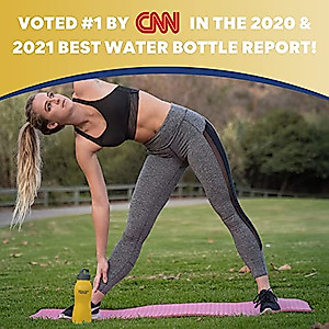 Healthy Human Stainless Steel Curve Water Bottle | 100% BPA Free Thermos for Kids & Adults | Double Walled Vacuum Insulated Water Bottles | Metal Bottles with Leak Proof Lid (21 oz/621 ML, Limoncello)