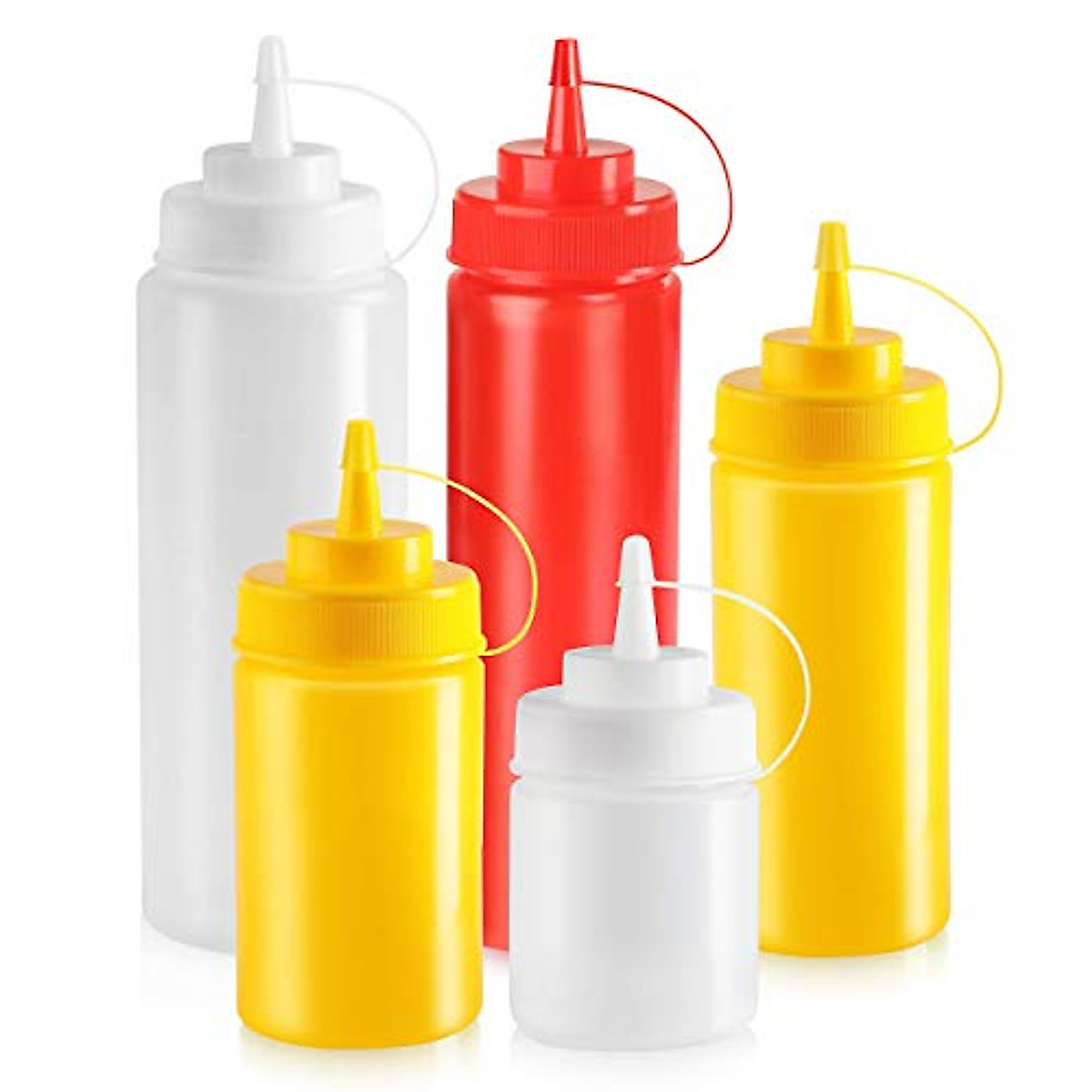 New Star Foodservice 26146 Squeeze Bottles, Plastic, 12 oz, Clear, Pack of 6