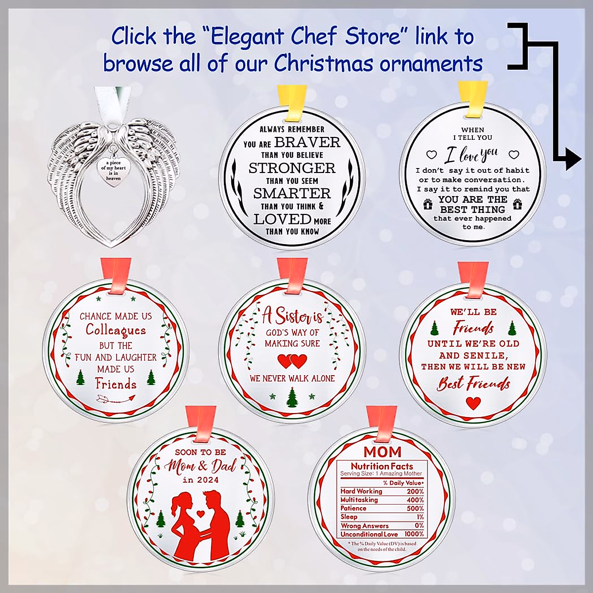 Elegant Chef Washington State Christmas Ornament- Tree Hanging WA Lover Christmas Decorations