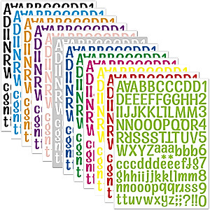 MESU 12 Sheets Letter Sticker Colorful Gift Alphabet Sticker Self Adhesive Number Stickers for DIY Greeting Cards Decoration 12 Colors Letter