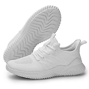 Womens Ladies Walking Running Shoes Slip On Lightweight Casual Tennis Sneakers Girls Kids Zapatos de Mujer White