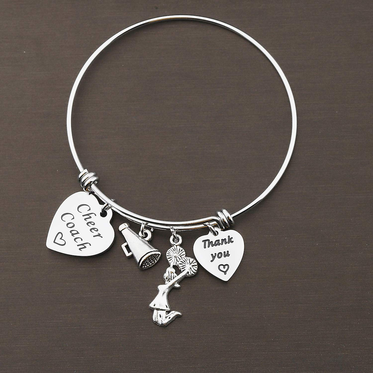 TGBJE Cheerleader Gift Cheer Coach Bracelet Wire Bangle Thank You Gift (Cheer Coach Bracelet)