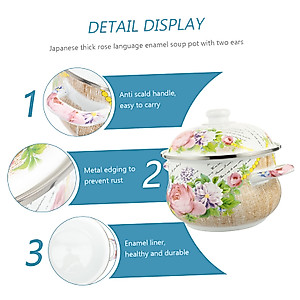 SHOWERORO Enamel Soup Pot Pasta Stock Pot Containers with Lids Drawstring Lunch Bag Enamel Stockpot for Kitchen Tinned Spaghetti Household Soup Pot Cooking Utensil Pp Pottery Pot Non Stick