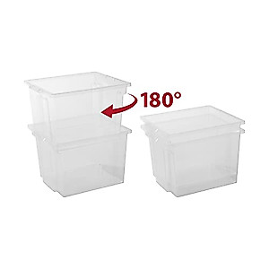 IRIS OHYAMA Set of 3, Storage box, 13 L, with lid, stackable, garage, bedroom, living room - Useful Storage Box USB-SP - Transparent