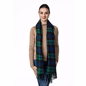 Achillea Oversized Cashmere Feel Scotland Scottish Tartan Plaid Scarf Shawl Wrap Winter Warm 80" x 30" (Black Watch Tartan)