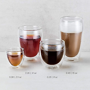 Bodum Pavina Double Wall Clear Espresso Shot Glass Extra Small 2.5 Ounce 6-Pack