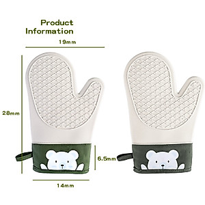 Oven Mitts Oven Gloves Silicone and The Inner Cotton Insulation Heat Resistant 500 Degree Kitchen Cooking Gloves