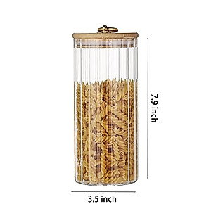 LUCKTE Glass Coffee Nuts Canister Airtight Storage Jar With Bamboo Lids Metal Handle Clear Glass Containers for Home Kitchen Storing Candy, Cookie, Pasta, Oatmeal, Spices (large)