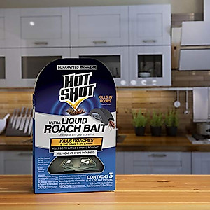 Hot Shot Ultra Liquid Roach Bait, Kills in Hours, 6 pack including 3 units Per Pack