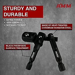 AMM Power Drill Sockets Adapter Sets,3-Piece Hex Shank Impact Driver Socket Adapter, Socket to Drill 1/4" 3/8" 1/2" Adapter