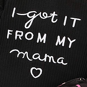 YOUNGER TREE 3PCS Newborn Infant Girls Clothes Baby Girl Fall Outfits Mustard Yellow Romper Baby Clothes Gril Winter Outfits (12-18 Months, Black Romper+Floral Skirt Pants Set)