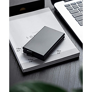 VULKIT Pop Up Wallet, Slim Minimalist Credit Card Holder RFID Blocking Mini Metal Case for Men(black)