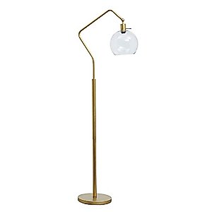 Signature Design by Ashley Marilee Modern 61.38" Floor Lamp with Glass Shade and Angular Arm, Antique Brass