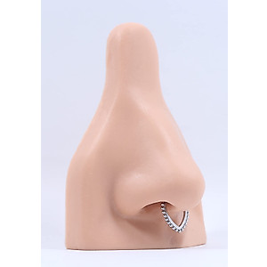 FANSING 316L Surgical Steel Septum Jewelry 16g Septum Rings for Women Teardrop Septum Clicker Silver Septum Ring 16 Gauge 8mm Beaded Daith Piercing Jewelry Triangle Septum Ring