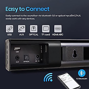 IRDFWH 100W Soundbar 20-inch for TV Speaker Wall Mountable 3D Stereo Sound for Home Theater and Gaming Multiple