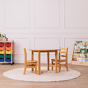 ECR4Kids 30in D Round Hardwood Table with 22in Legs, Kids Furniture, Honey
