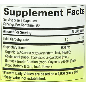 Nature's Way Premium Blend Echinacea Goldenseal 900 mg per Serving 180 Capsules