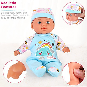 Liberty Imports 2 Pack Twin Baby Dolls Playset - 12" Realistic Soft Body Talking Newborn Boy & Girl Toy Dolls with Magic Milk Bottles Accessories for Kids Imaginative Pretend Play Nursing