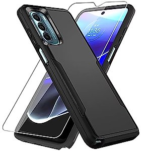 Warsia for Moto G Stylus 5G 2022 Case, with Screen Protector,[Military Grade Drop Tested] Heavy-Duty Tough Rugged Shockproof Protective Case for Motorola G Stylus 5G 2022, Black