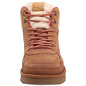UGG Women's Highland HI Heritage Sneaker, Chestnut/Fiery RED Suede, 8