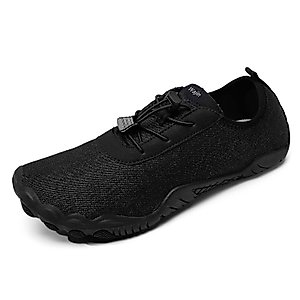 Wajin Barefoot Minimalist Sneakers for Men and Women Zero Drop Sole Wide Toe Box Cross-Training Gym Trail Running Shoes Black