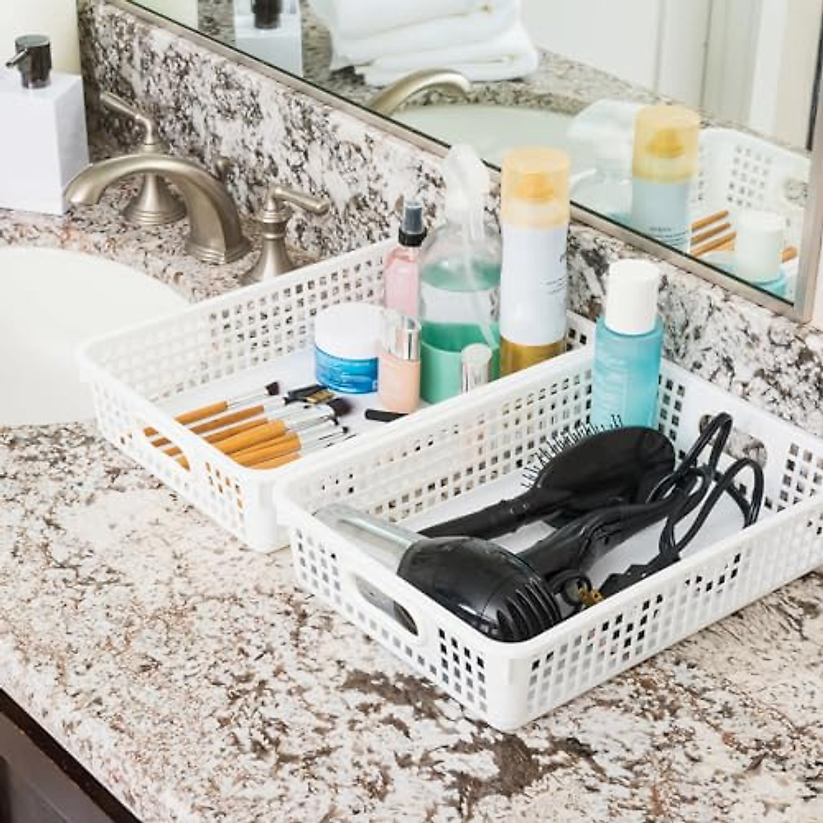 Really Good Stuff Plastic Desktop Paper Storage Baskets for Classroom or Home Use – Mesh Bins, 14.25” x 10” – (Set of 4), School Organization Supplies