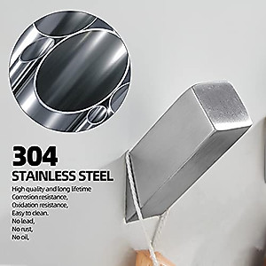 Modern Towel Hooks Stainless Steel 304 Rope Hooks for Bath Kitchen Bedroom Garage Hotel Wall Mounted (Brushed-4PCS)