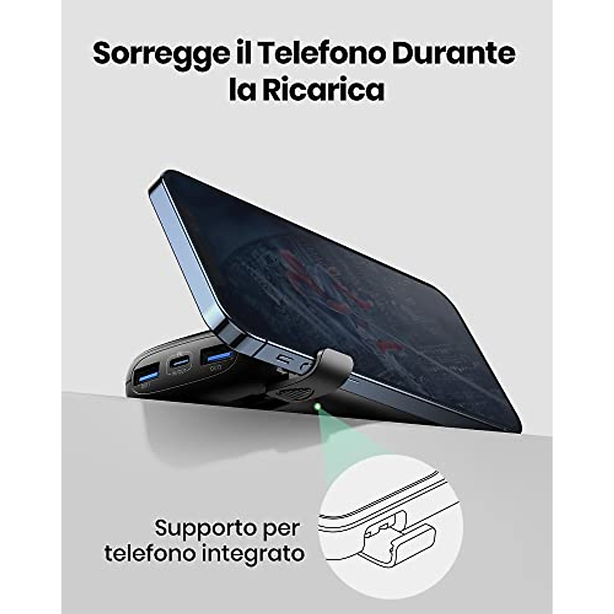 INIU Portable Charger, Small 10000mAh Power Bank USB C In/Output 22.5W Fast Charging, 3-Output Mini Battery Pack Charger with Phone Holder for iPhone 14 13 12 11 Pro Samsung S23 A53 Google iPad Tablet