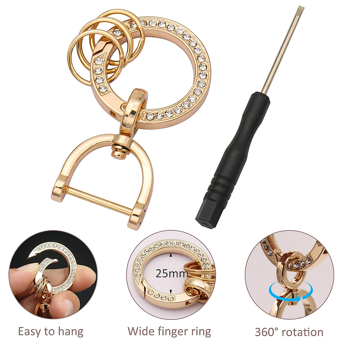 WSAuto for Honda Key Fob Cover Soft 4 5 Buttons TPU Protection Key Case Shell with Fashion Gold Bling Keychain Compatible with Civic Accord Pilot CRV HRV CRZ Fit Odyssey Ridgeline JED Crosstour Black