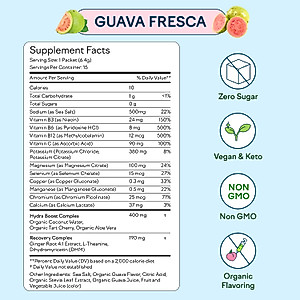 Feel Goods Hydration Hero - 1,000mg Electrolytes Powder, Sugar Free, Organic Fruits, Trace Minerals & Vitamins, Hydration Packets, Keto - Guava Fresca, 0.27 Ounce Packets (Pack of 30)
