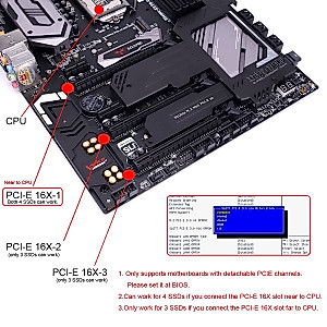 Cablecc 4X NVME M.2 AHCI to PCIE Express 3.0 Gen3 X16 Raid Card VROC Raid0 Hyper Adapter