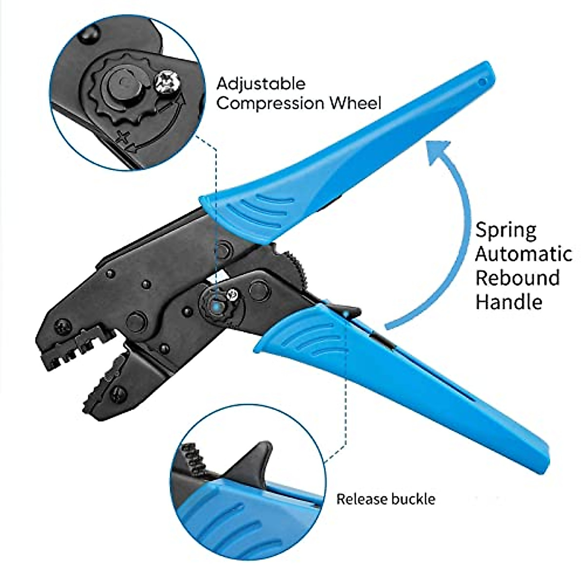 QeeHeng Solar Panel Crimper Tools Kit Compatible with Solar Cable Connector,1 Crimping Tool,6 Pairs Solar Panel Connectors,2Pcs Spanner Wrench, Crimp Tool for 2.5/4.0/6.0mm² Solar PV Cable