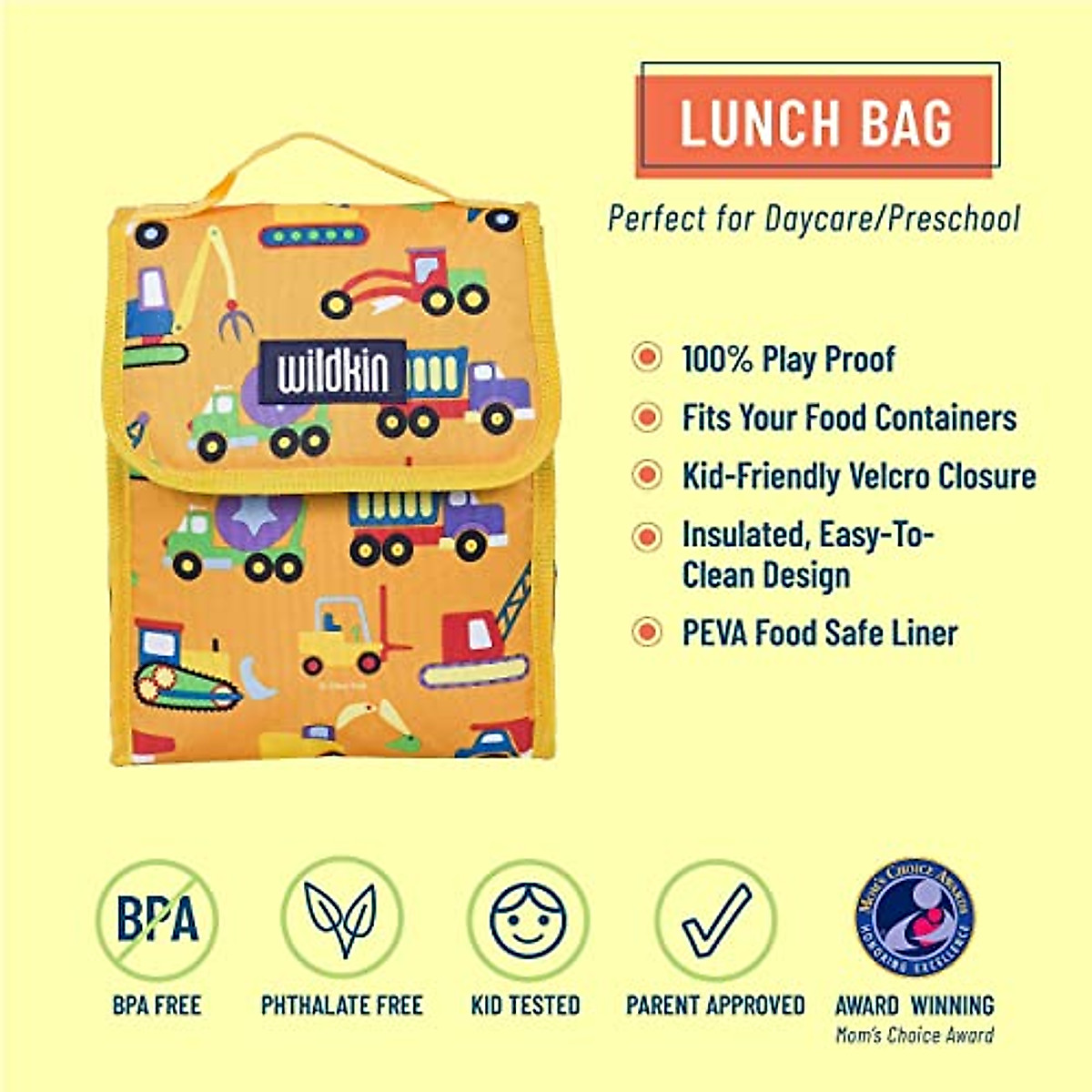 Wildkin 15 Inch Kids Backpack Bundle with Lunch Bag (Under Construction)