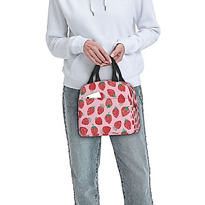 Giwawa Cute Strawberry Lunch Bag Insulated Lunch Box Kids Reusable Refrigerated Insulated Tote Bag Multifunctional School Work Lunch Container Home School Office Outdoor Use Bag