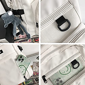 JARKJARD Cute Aesthetic Backpack Kawaii Backpack for School with Cute Pendant Casual Daypack Middle Student Travel College Bookbag for Girls Large Capacity(Purple)