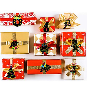 FINGOOO Scratch Art for Kids,48 Christmas Rainbow Scratch Paper Art Set with 12 Wooden Stylus Xmas Craft Decor