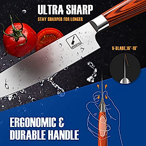 Knife Set, imarku 16-Pieces Kitchen Knife Set, Premium Japanese High Carbon Stainless Steel Knife Sets for Kitchen with Removable Block, Ergonomic Pakkawood Handles