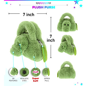 DolliBu Alligator Plush Handbag - Super Soft Plush Stuffed Animal Purse for Children's Accessories, Kids Hand Bag Toy Purse, Pretend Play, Fluffy Dress Up Toy