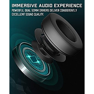 Cat Ear Headphones with Noise Canceling Microphone and Surround Sound, Gaming Headset with Removable Cat Ears, LED Lights, Compatible with PC, Xbox One, PS4, PS5, Switch, Black Gamer Headset Wired