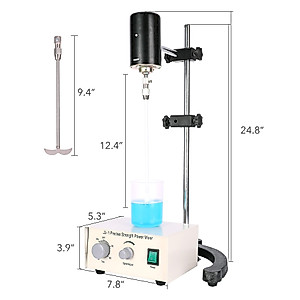 VONOYA Electric Overhead Stirrer, Digital Auto Stirrer with Time Setting & Speed Adjusting, 0-3000 RPM, Adjustable Height Mechanical Mixer with Stirring Rod, Home Lab Homebrew Industrial Stirrer