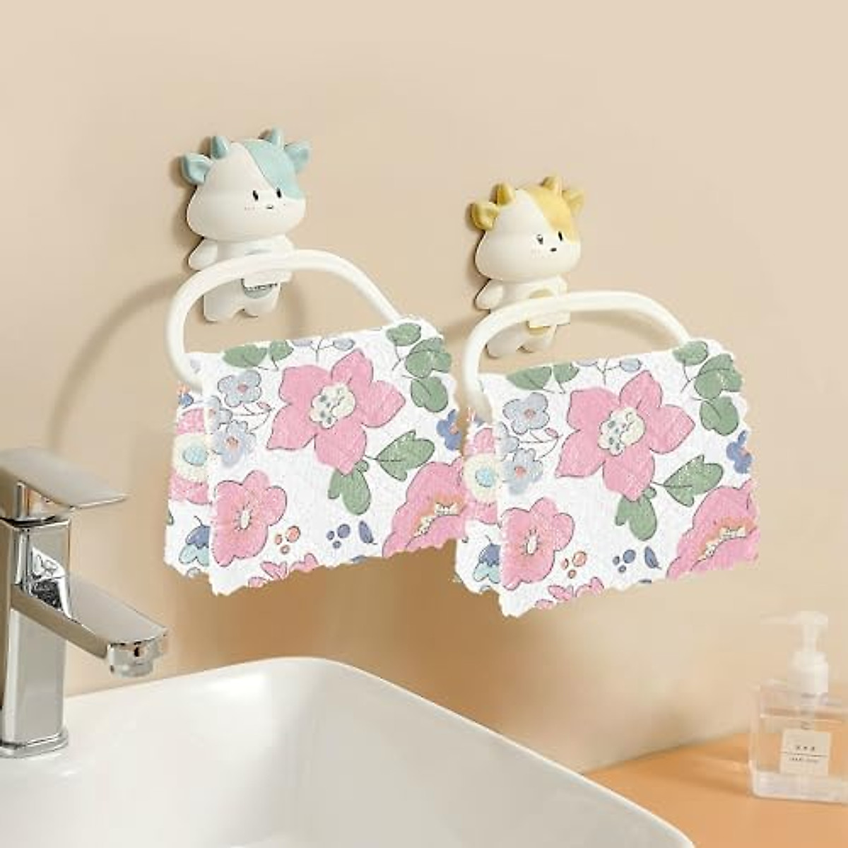 FRODOTGV Elegant Floral Pattern Kitchen Microfiber Towels New Home Tea Towels for Kitchen Kitchen Towels Terry Cloth Kitchen Hanging Hand Towels