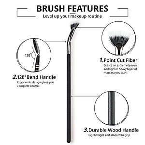 2 Pcs Mascara Fan Brush, Lash Wand Brush Fan for Natural Lifted Effects and Enhance Lower Lashes,Synthetic Fibre Smooth Application No Smearing Clumping, Easy to Use Mascara on Lash Line