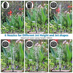 AISITIN 5.5W Solar Bird Bath Fountain Built-in 1500mAh Battery, Solar Fountain Pump for Bird Bath with 6 Nozzles, Solar Floating Water Fountain Pump for Bird Bath, Fish Tank, Pond, Garden and Outdoor