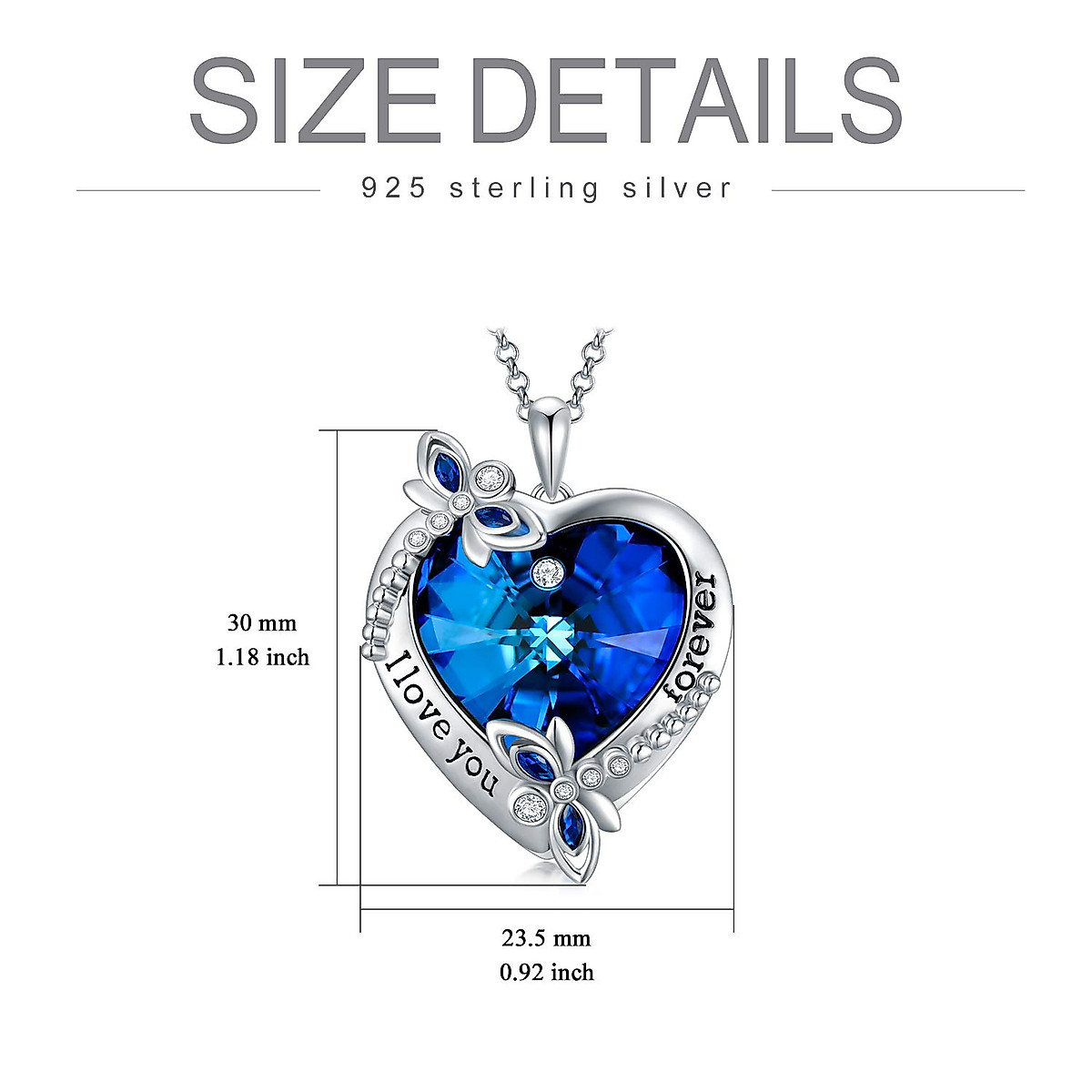 AOBOCO Sterling Silver I Love You Forever Heart Pendant Dragonfly Necklace, Dragonfly Jewelry Anniversary Birthday Gifts for Her Women Wife Girlfriend Mom