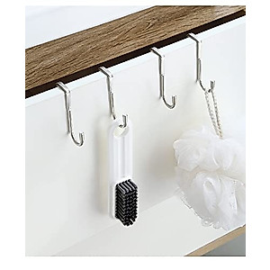 LOVENJOY Over Cabinet Hooks Stainless Steel Metal, Double S Shaped Hangers Rack Holder for Drawer Closet Kitchen, 2 Pcs