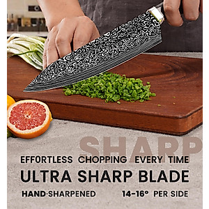 Knife Set, 15 Pieces Kitchen Knife Set with Built in Sharpener, High Carbon German Stainless Steel Knife Block Set, Dishwasher Safe