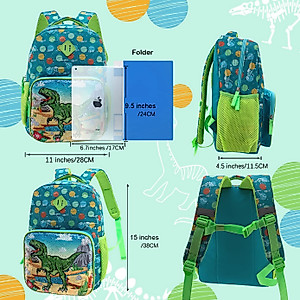 HAPPYSUNNY Dinosaur Backpack for Kids 3-5 or 5-7 Boys Girls with Reversible Sequins 15 Inch Green Cute Bookbags for Preschool Early Elementary Kindergarten Children with Chest Strap